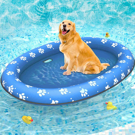 Dog Float Raft, Inflatable Dog Swimming Float for Summer, Grey Paw, 1 ...