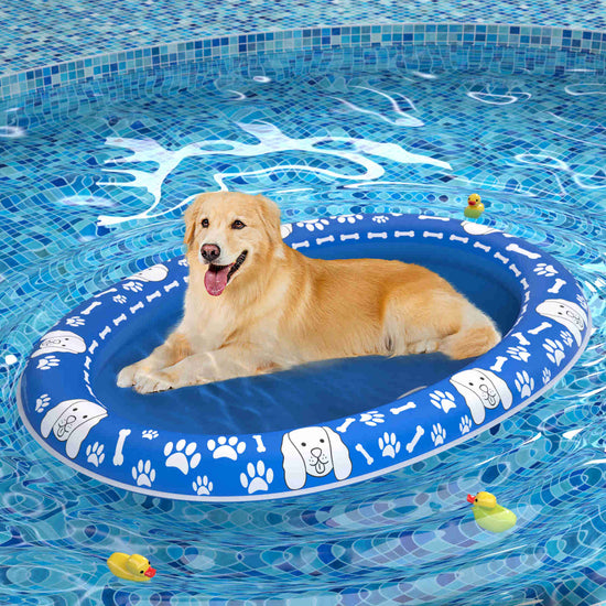 Dog Float Raft, Inflatable Dog Swimming Float for Summer, Grey Paw, 1 ...
