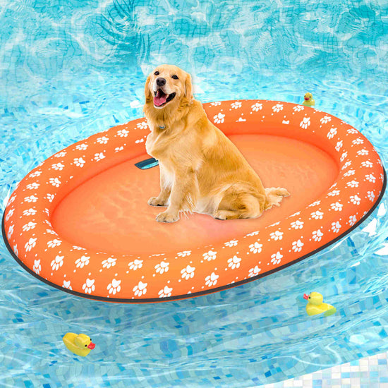 Dog Float Raft, Inflatable Dog Swimming Float for Summer, Grey Paw, 1 ...